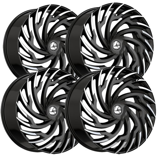 (Set of 4) Azara AZA-536 24x9 5x115/5x120 +15mm Black/Machined Wheels ...