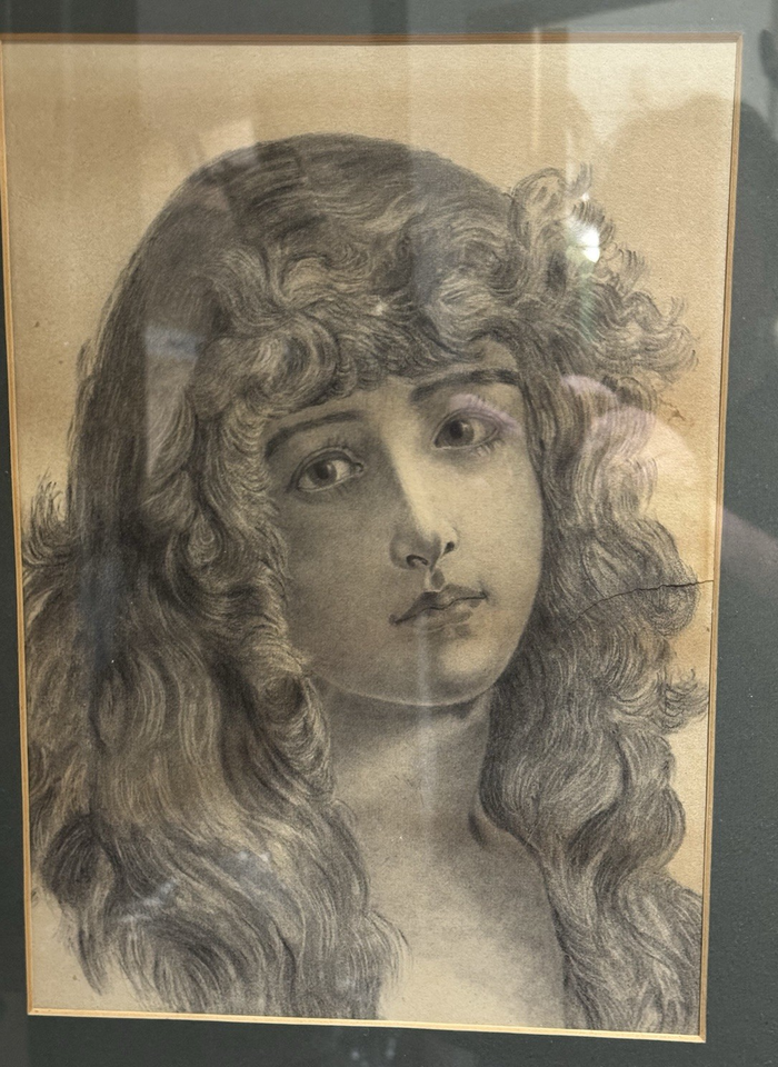 Very Nice Antique Portrait Sketch Or Pastel In The Pre Raphaelite Style ...