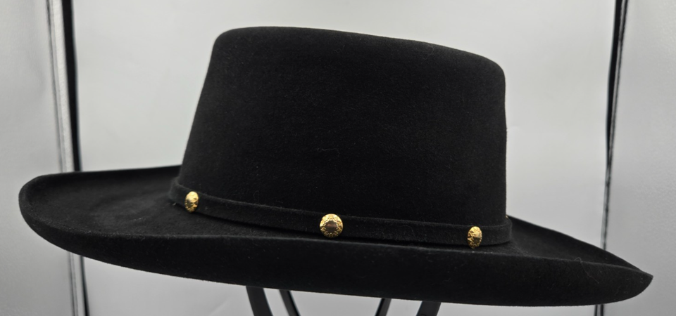 Vtg Resistol black 4x Beaver Felt Western Cowboy Gambler Dealer Hat USA ...