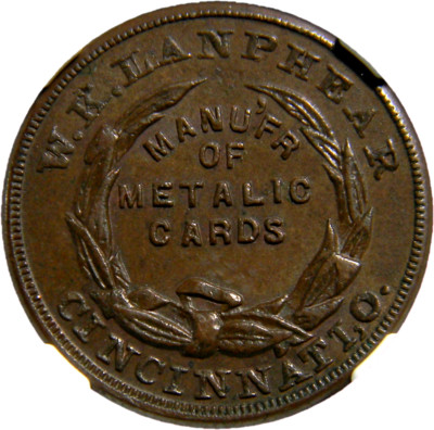 Cincinnati OH William K. Lanphear, Civil War Token NGC MS 64 BN R-9 (22 ...