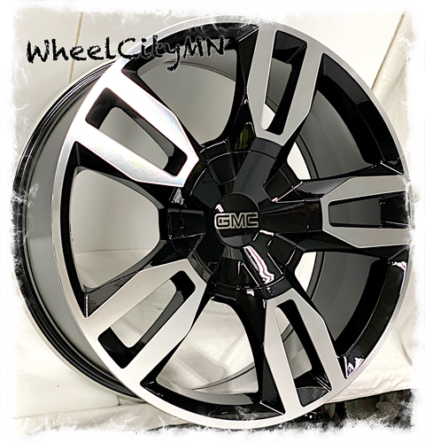 22 inch black machine 2020 Chevy RST OE replica wheels GMC Sierra 1500 ...