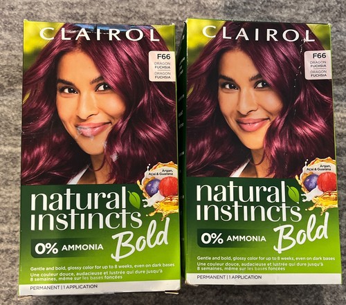 2 Box Clairol Natural Instincts F66 Dragon Fuchsia Permanent Hair Color ...