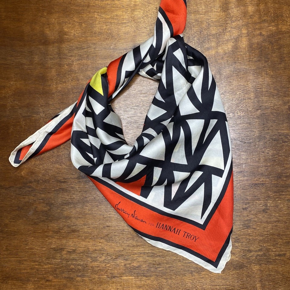 Vintage Silk Scarf Geometric Print Murray Neiman For Hannah Troy 29 ...