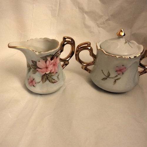 VTG Lefton Hand Painted China Creamer with Lid & Sugar Bowl | eBay