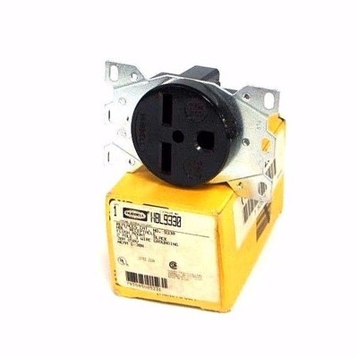 NIB HUBBELL HBL9330 RECEPTACLES FLUSH MOUNT BLACK 30A, 250VAC, 2-POLE ...