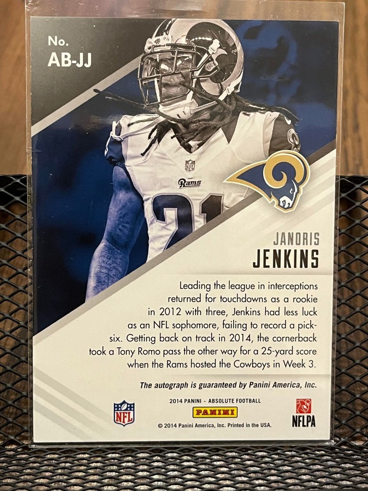 JANORIS JENKINS 2014 ABSOLUTE "ABSOLUTE INK" RAMS ROOKIE AUTOGRAPH AUTO ...