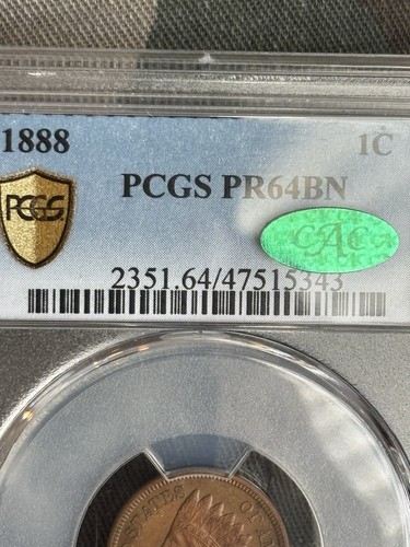 1888 Indian Head Cent - Proof PCGS Gold Shield PR64BN With CAC Sticker ...