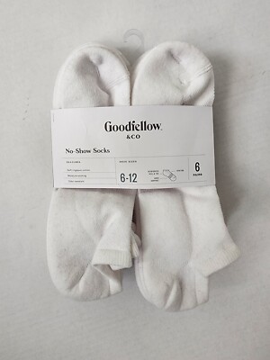 Goodfellow & Co 6 PAIR Men's No Show Socks - White (6-12) | eBay