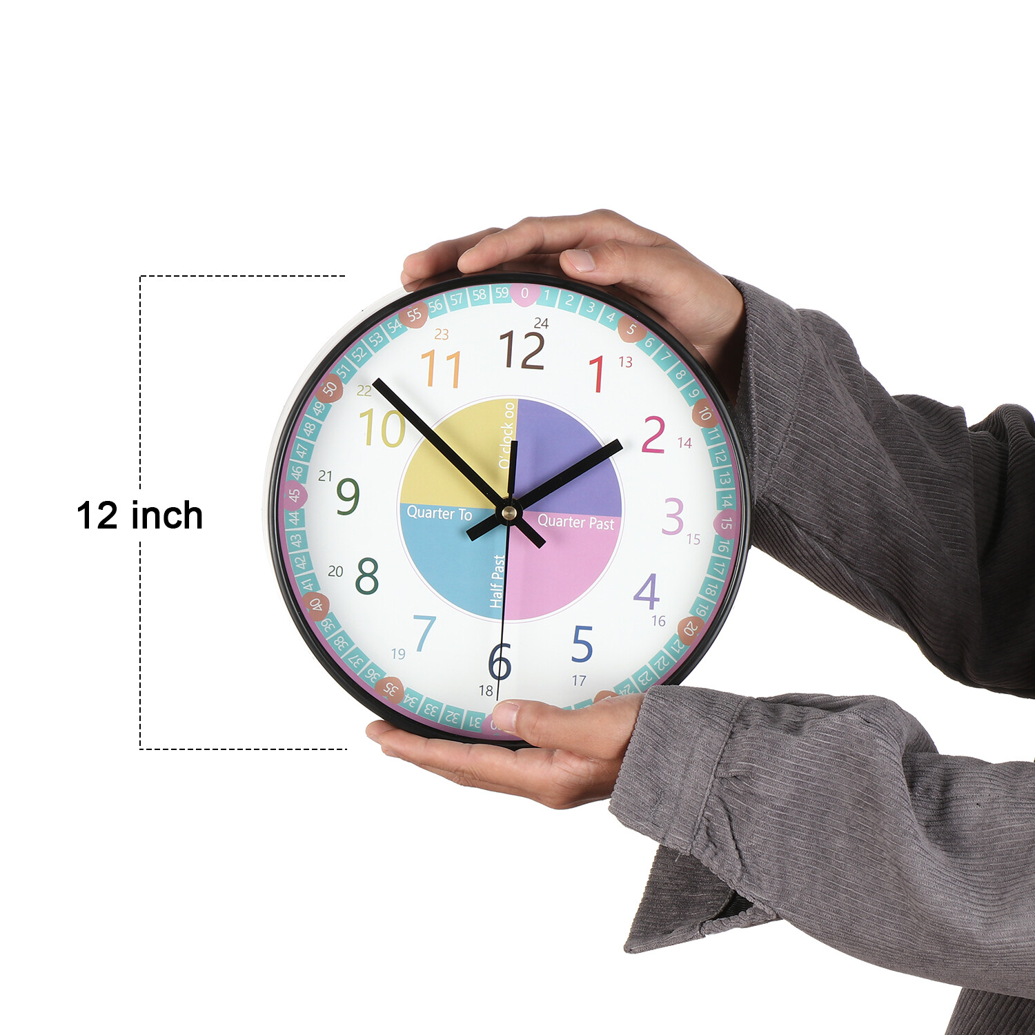 Easily Educational Wall Clock Telling Time Clock for Kids with Silent ...