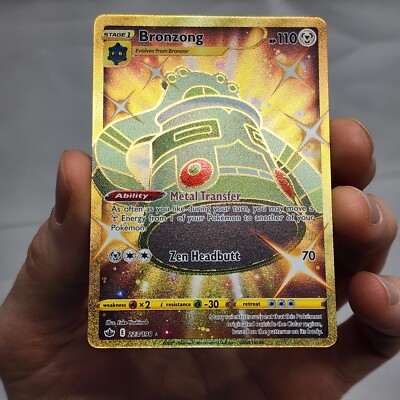 Bronzong 223/198 Chilling Reign Gold Secret Rare Holo Pokemon Card Mint ...