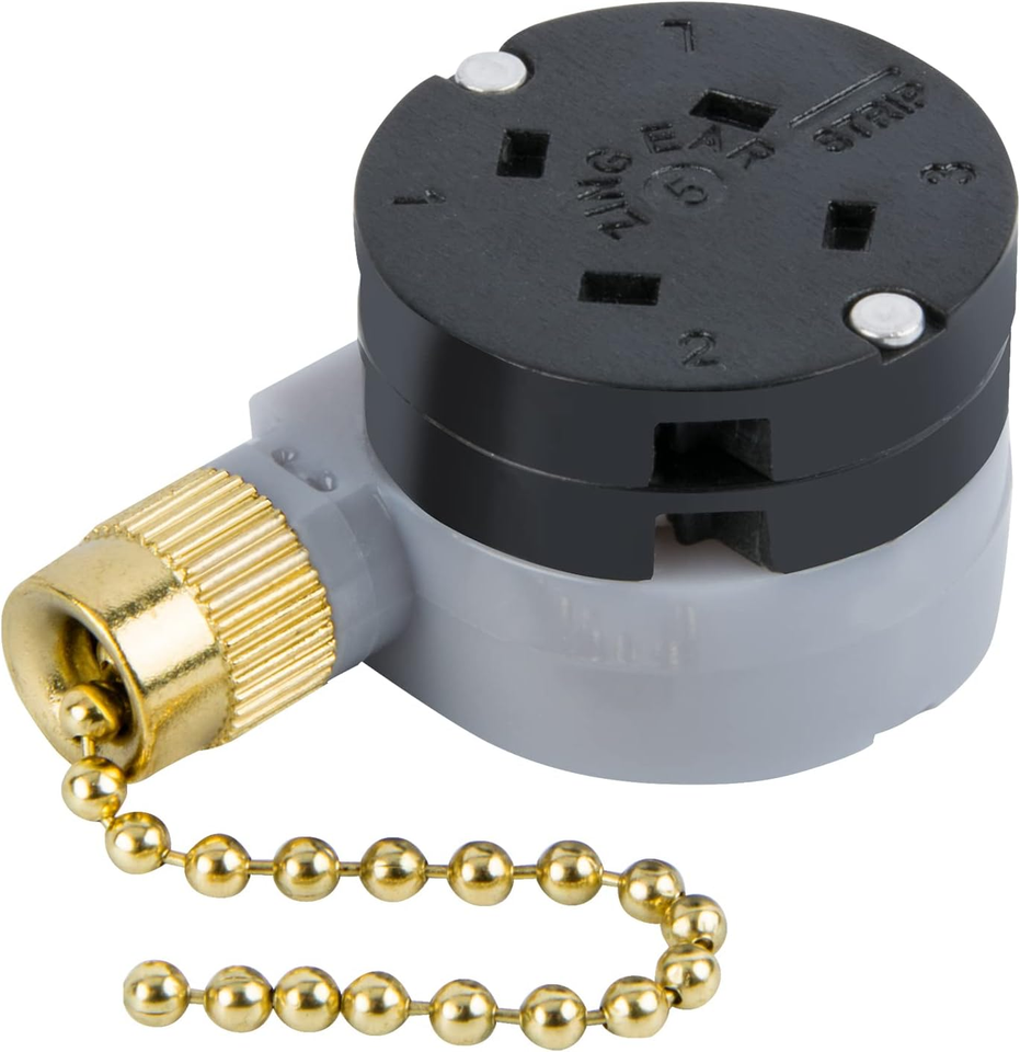 Ceiling Fan Switch Zing Ear ZE-208D 3 Speed Control 5-8 Wire Pull Chain ...