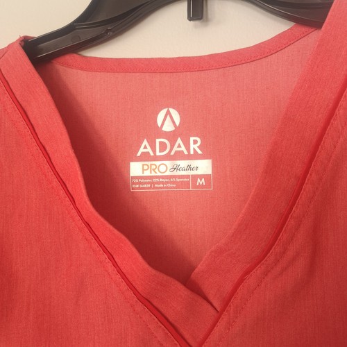 Adar Pro Heather Scrubs For Women - Modern V-Neck Scrub Top Coral Size ...