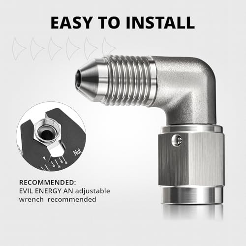 3AN Male to 3AN Female 90 Degree Swivel Brake Line Fitting, AN Adapter ...