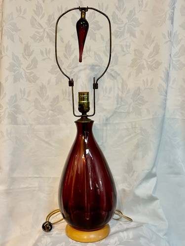 BLENKO VINTAGE AMETHYST TABLE LAMP AND FINIAL | eBay