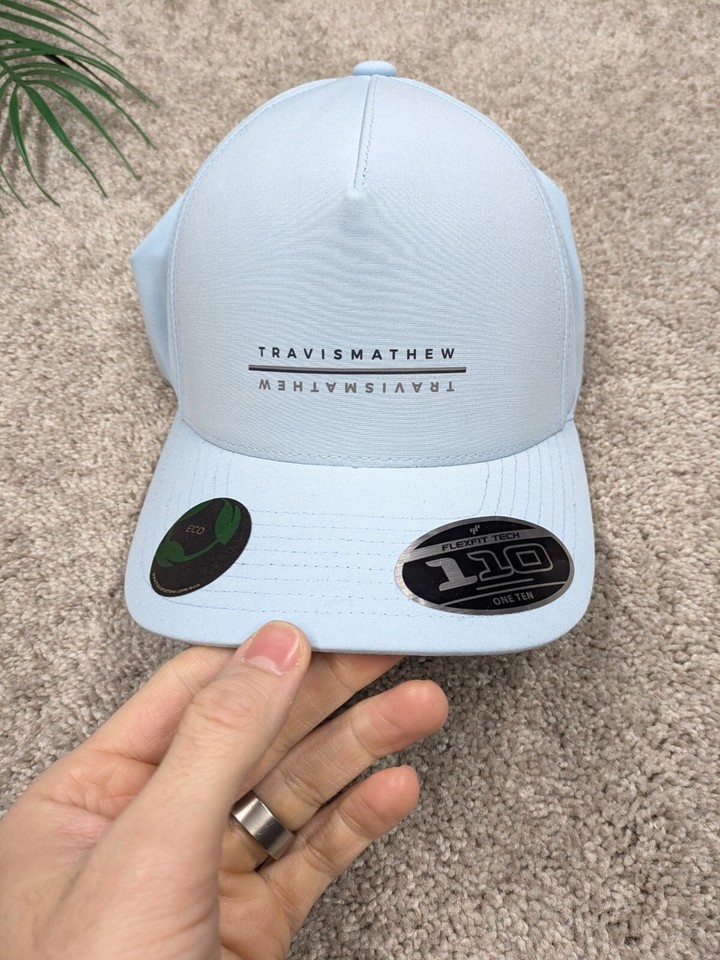 Travis Mathew Hat Cap Snapback Flexfit Golf 110 Flex Spell Out Blue NWT ...