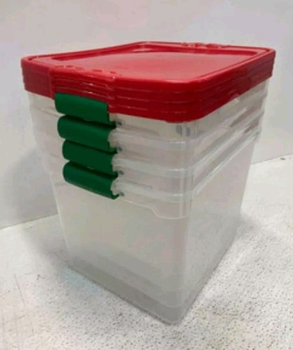 HOMZ 31 Quart Medium Latching Stackable Clear Plastic Holiday ...