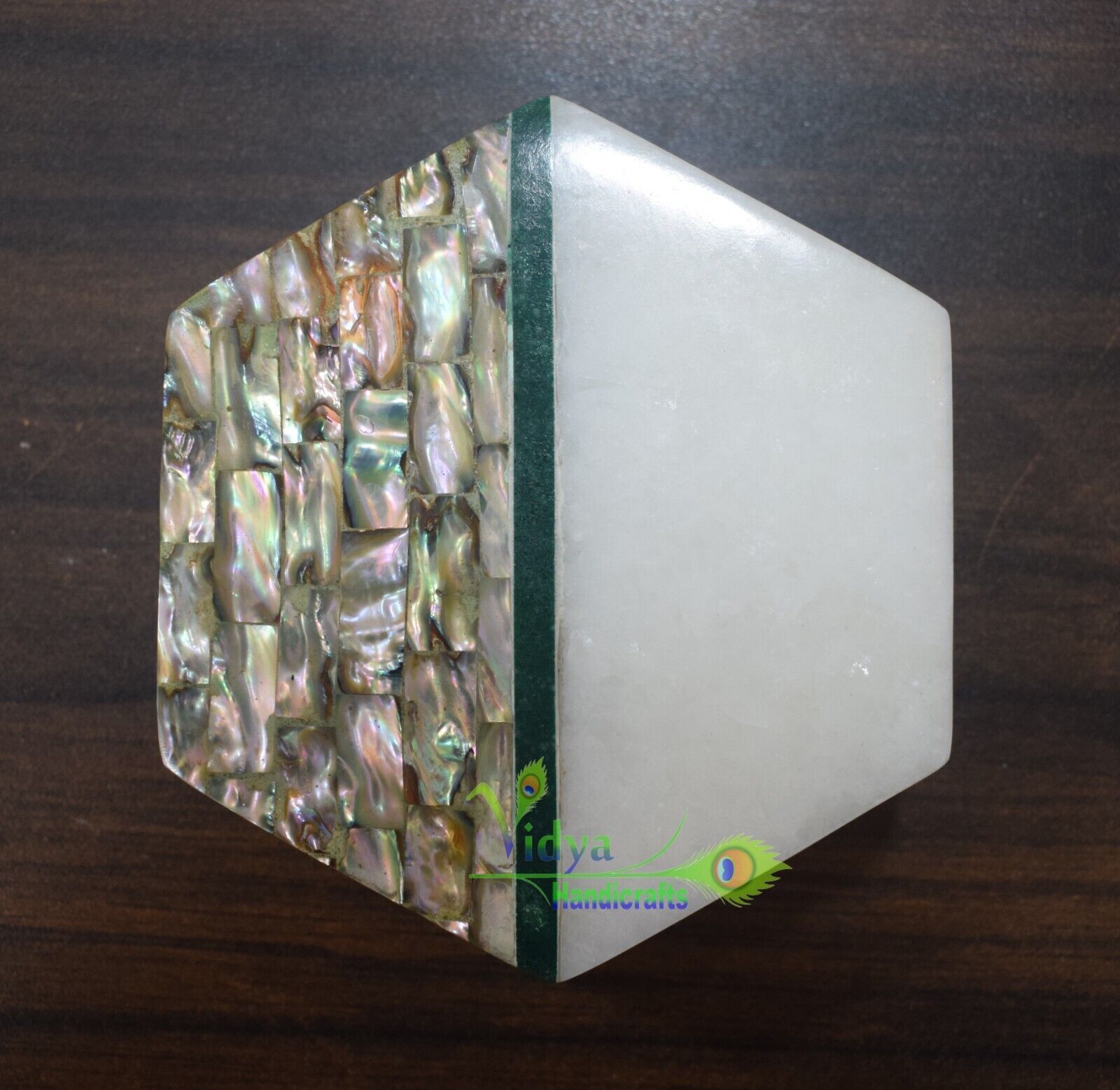 Marble Coaster Set Abalone Shell Brick Inlay Art Handmade Special Gift ...