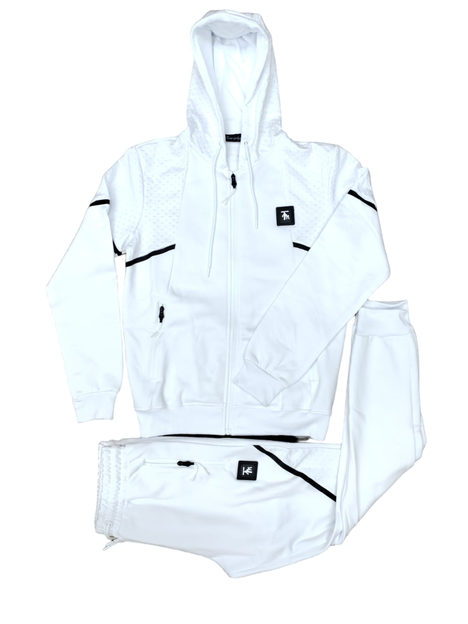 Mens White Time Is Money Tracksuit 2 Piece Set Hoodie Joggers Zip Pant ...