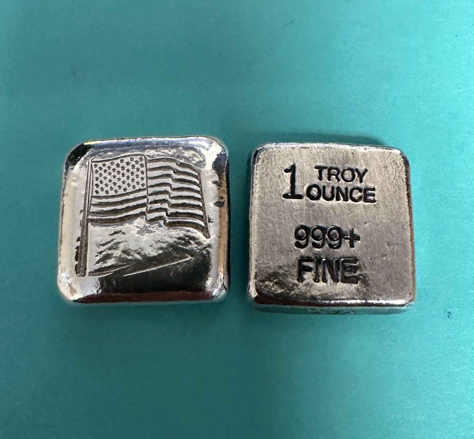 1 oz Hand Poured 999 Silver Bullion "Flag Bar" by YPS - Yeager's Poured ...