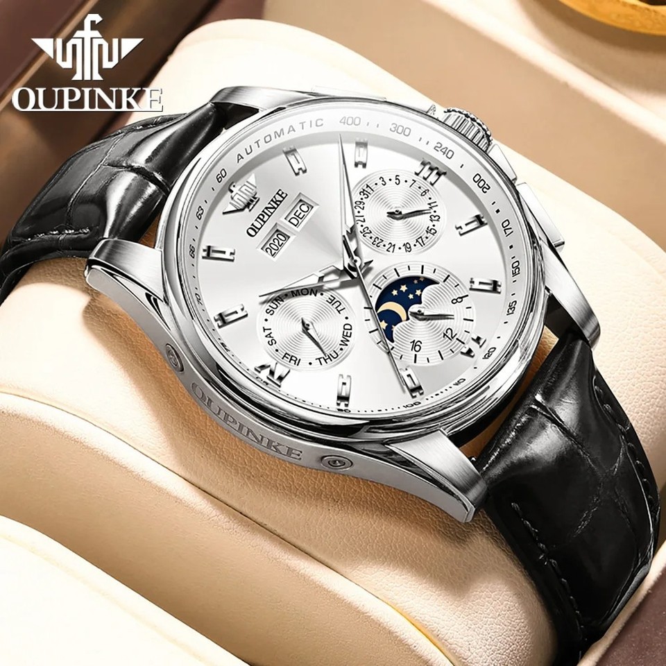 Automatic Mechanical Watch Waterproof Moon Phase Luxury Dial Men Men's ...