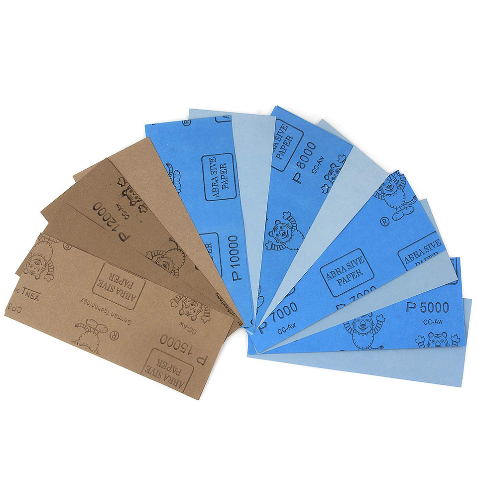 9X3.6 Inch 18 Sheets Sandpaper, Wet or Dry 5000-15000 Grit 6 Assortment ...
