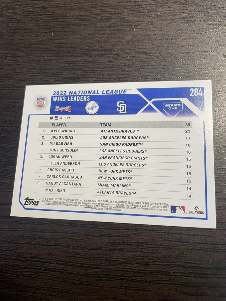2023 Topps Series 1 2022 National League Wins Leaders #284 | eBay