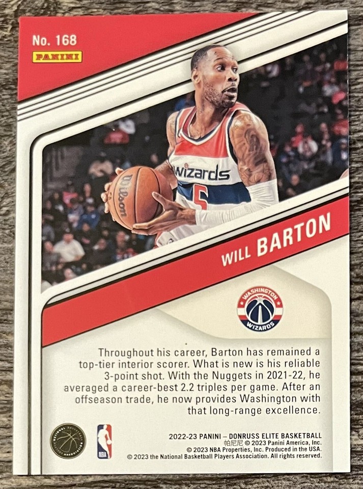 2022-23 Will Barton Donruss Elite Basketball Orange Parallel #168 ...