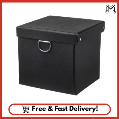 NIMM Storage Box with Lid 16.5x16.5x15cm Black Small Storage Bin Home ...