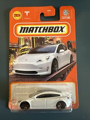 Matchbox Car Tesla Model 3 Toy Vehicle Collection White Race Cars 2024 ...