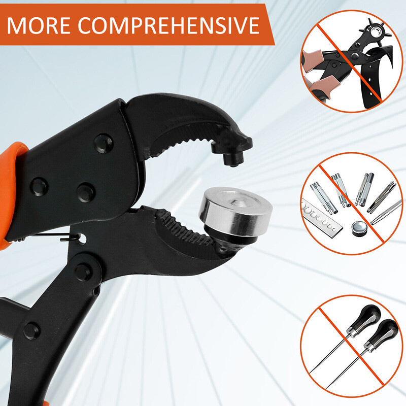 156Pcs Heavy Duty Snap Fasteners Pliers Press Studs Kit +Leather Button ...