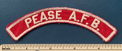 Vintage PEASE A.F.B. AIR FORCE BASE Red & White Military Strip PATCH ...