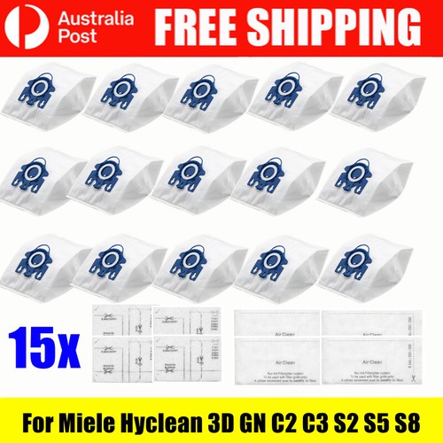 15x Vacuum Cleaner Filters Dust Bags Set For Miele Hyclean 3D GN C2 C3 ...