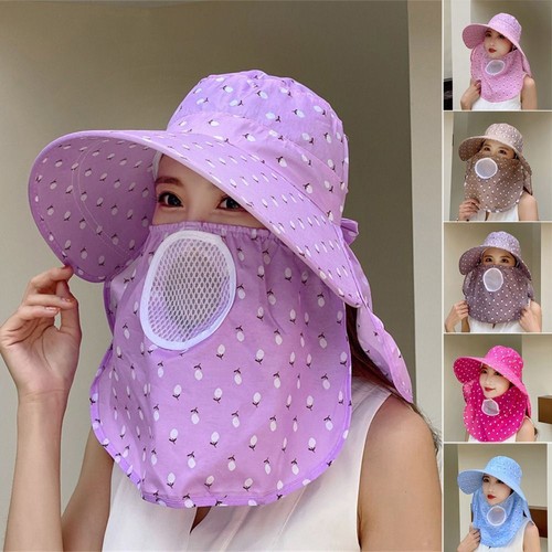 Face And Neck Sun Protection Wide Brim UV Protection Hat Casual Sunhat ...