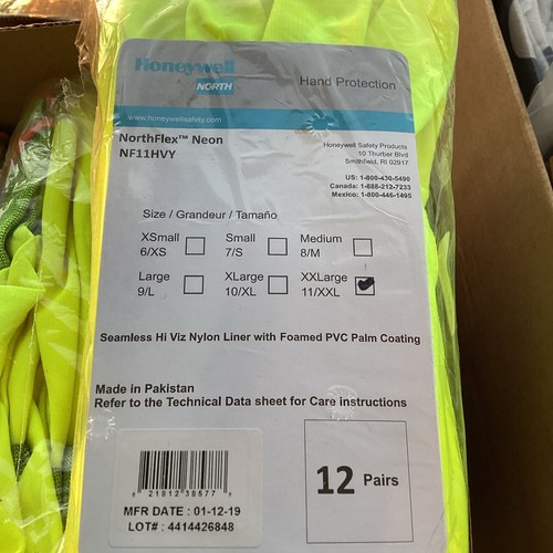 Honeywell NorthFlex Neon Hi-Viz PVC Palm Coated Gloves NF11HVY/10XL | eBay