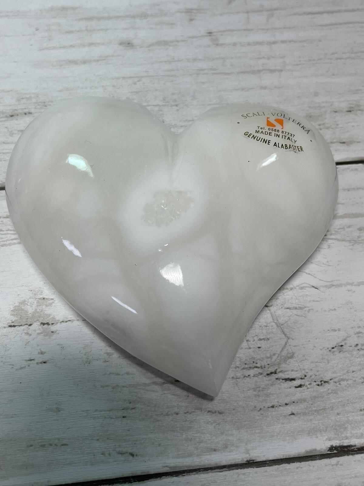 Scali-Volterra Alabaster White Heart Glossy Paperweight Hand-Carved, 4 ...