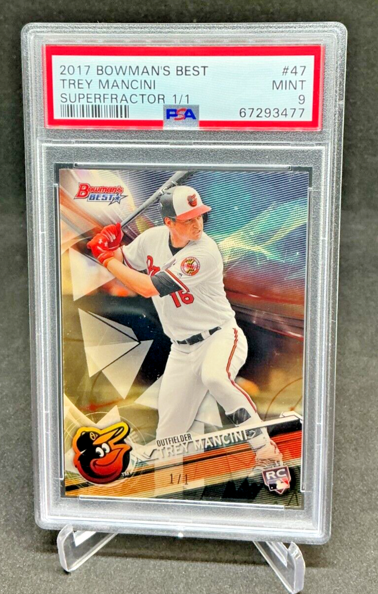 PSA 9 -- 2017 Bowman's Best TREY MANCINI RC Superfractor Ture 1/1 #47 ...