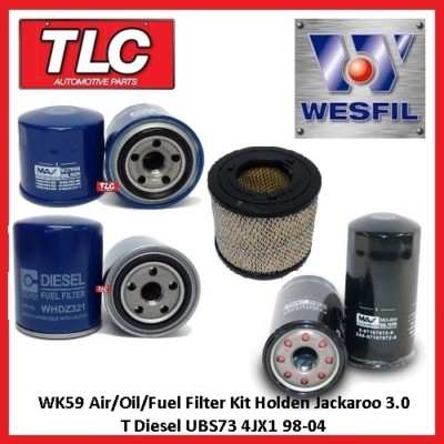 WK59 Air/Oil/Fuel Filter Kit Holden Jackaroo 3.0 T Diesel UBS73 4JX1 98 ...