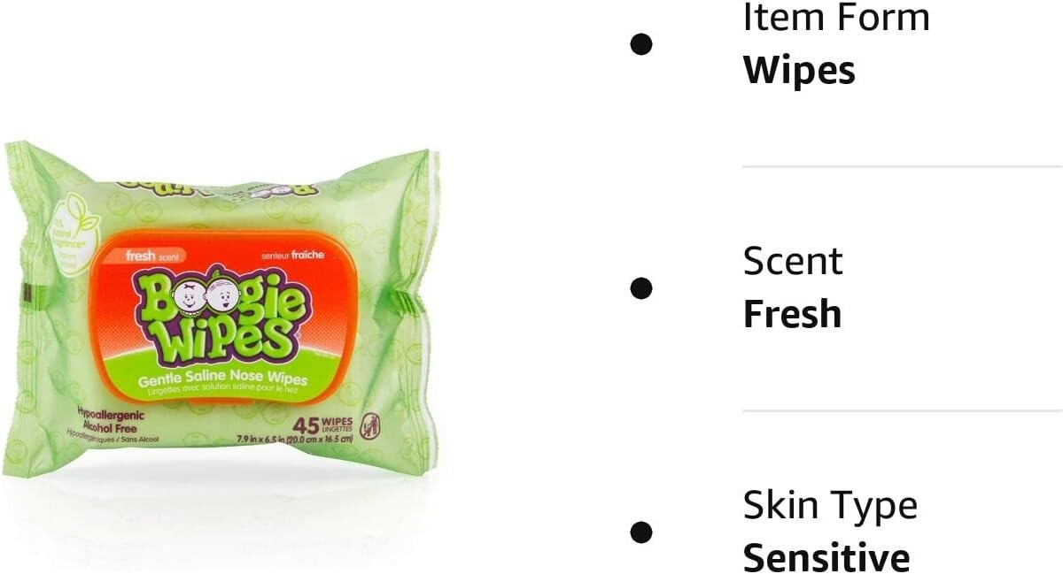 Cold Allergy Relief Boogie Wipes Saline Nose Wipes - Gentle Booger ...