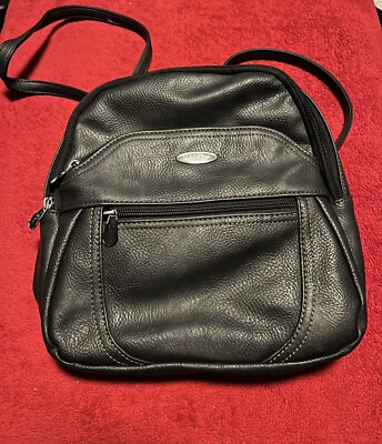 MultiSac Backpack Women Medium Black Faux Leather Pockets Adj Pack ...