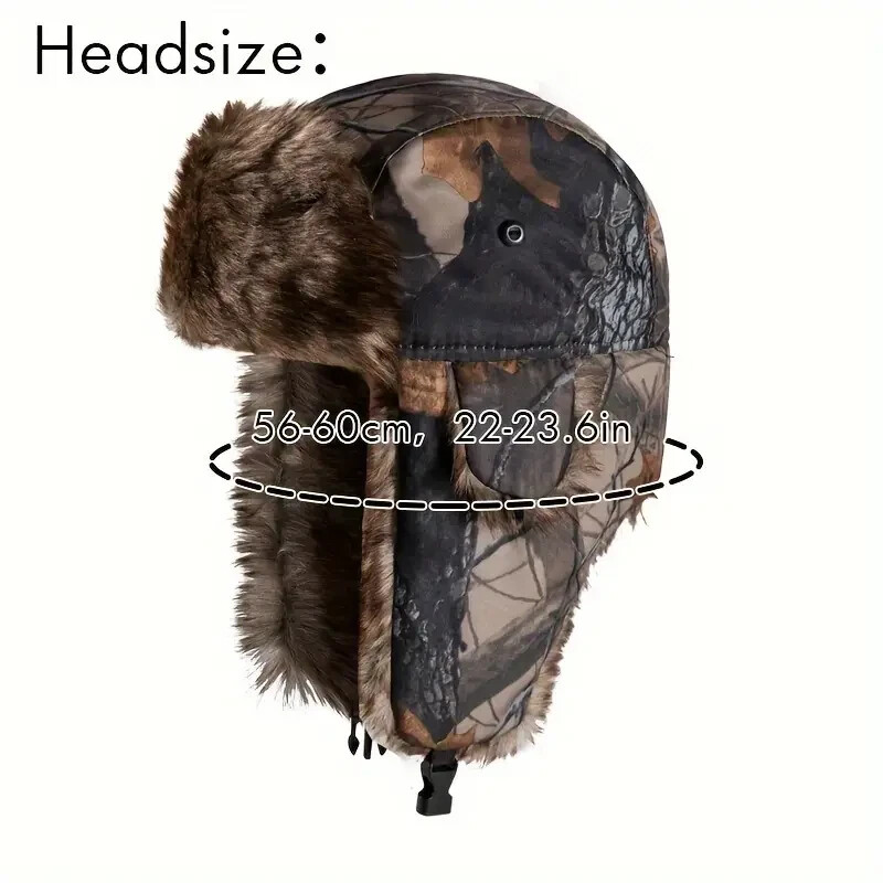 Aviator Camo Trapper Hat Cap Ushanka Russian Cossack Faux Fur Real Tree ...