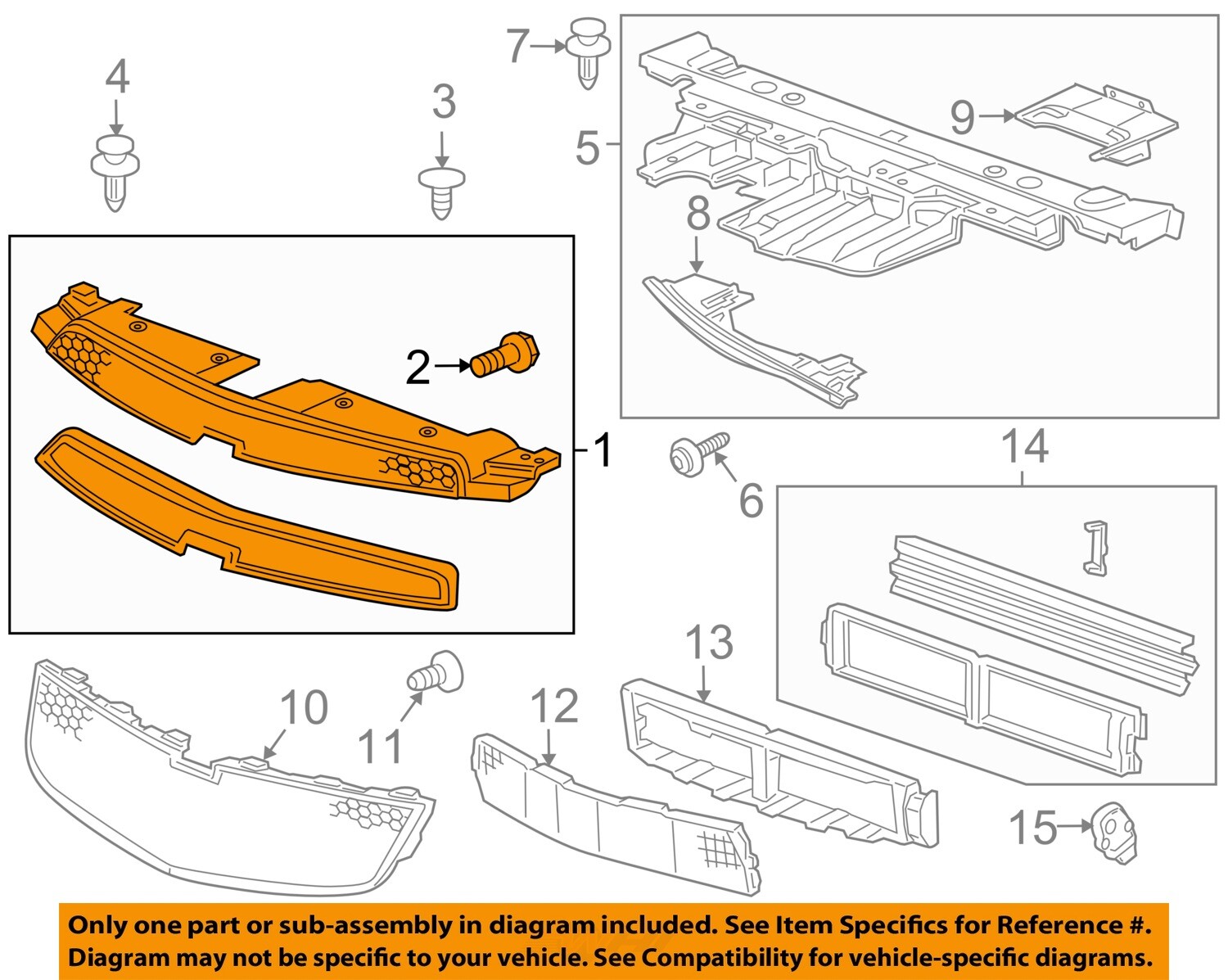 Chevrolet GM OEM 11-14 Cruze Front Bumper Grille-Upper Grille 96981100 ...