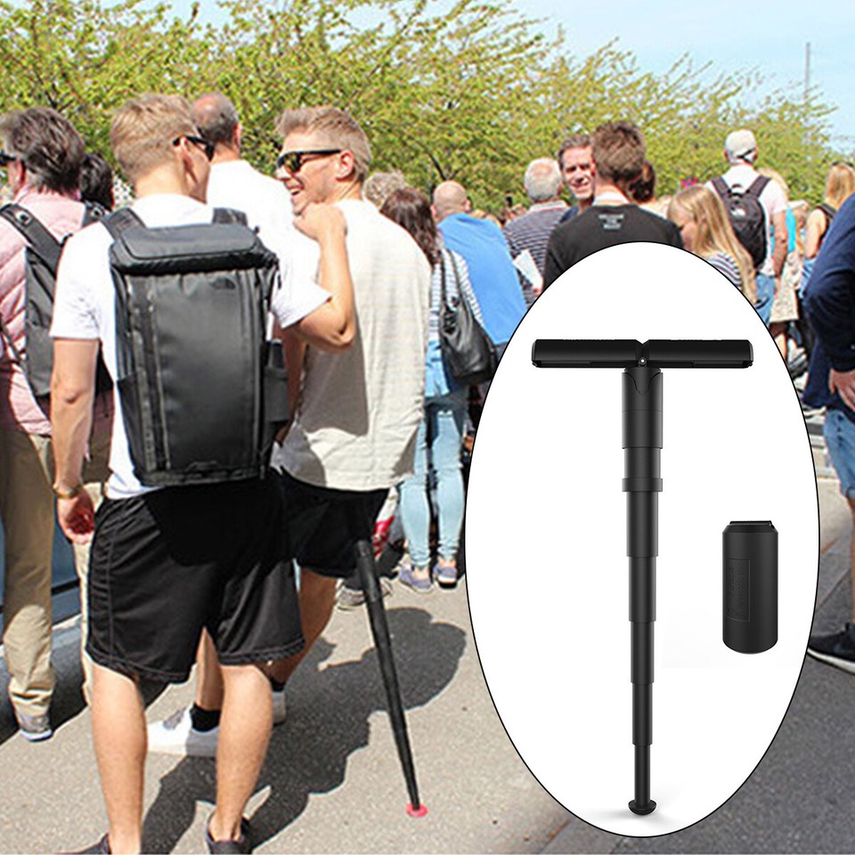 Portable Walking Stick Chair Seat Telescopic Folding Stool Cane Hiking ...