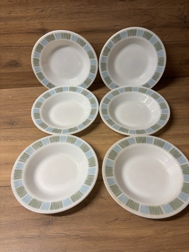 6 x Vintage JAJ Pyrex Matchmaker Rimmed Cereal/ Soup/ Pasta Bowls 8.5 ...