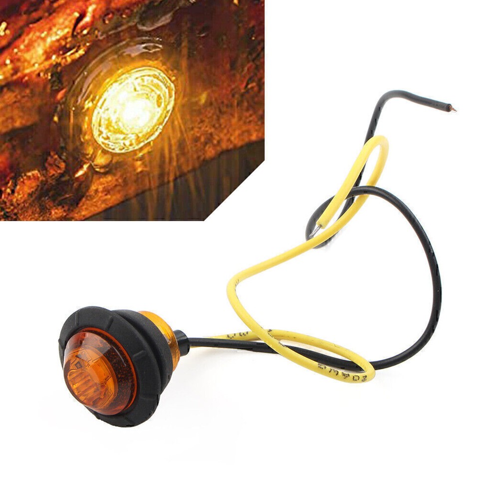 12V 3/4'' Round LED Light Front Rear Side Clearance Marker Lamp For ...