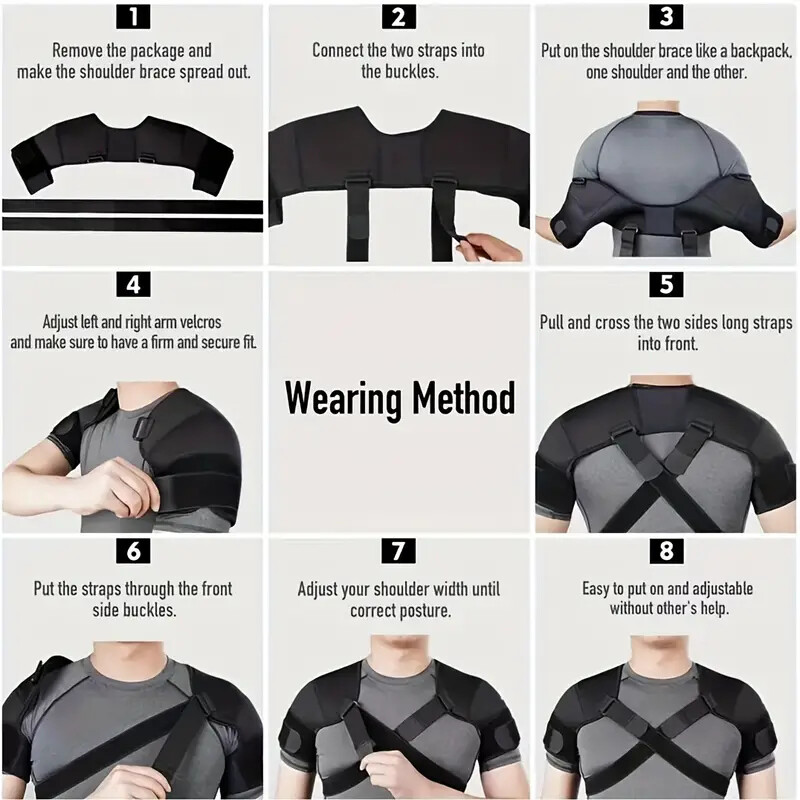 Adjustable Double Shoulder Support Back Posture Corrector Wrap for Pain ...