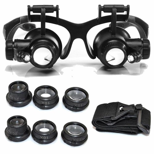 10/15/20/25X LED Eye Jeweler Watch Repair Magnifying Glasses Magnifier ...