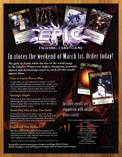 2009 Epic Trading Card Game Print Ad/Poster Sci-Fi Fantasy TCG CCG ...