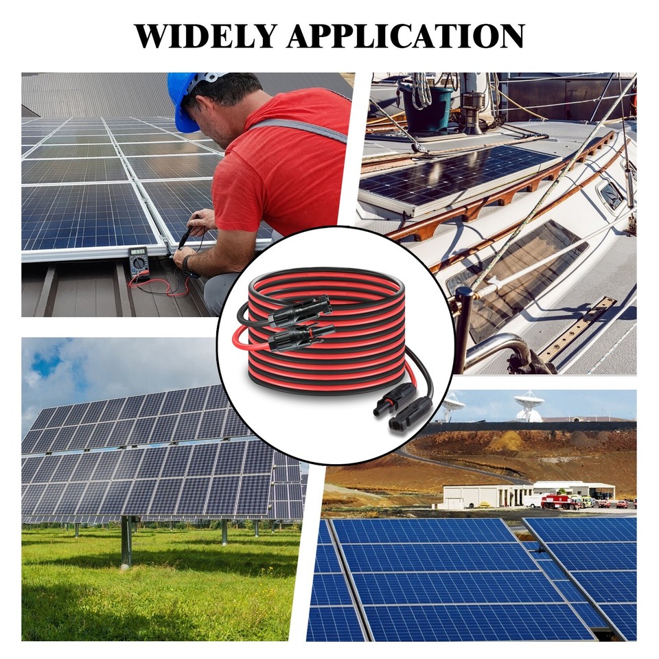MHPOWOS 20Ft 12 AWG Solar Panel Extension Cable Solar Wire Connectors ...