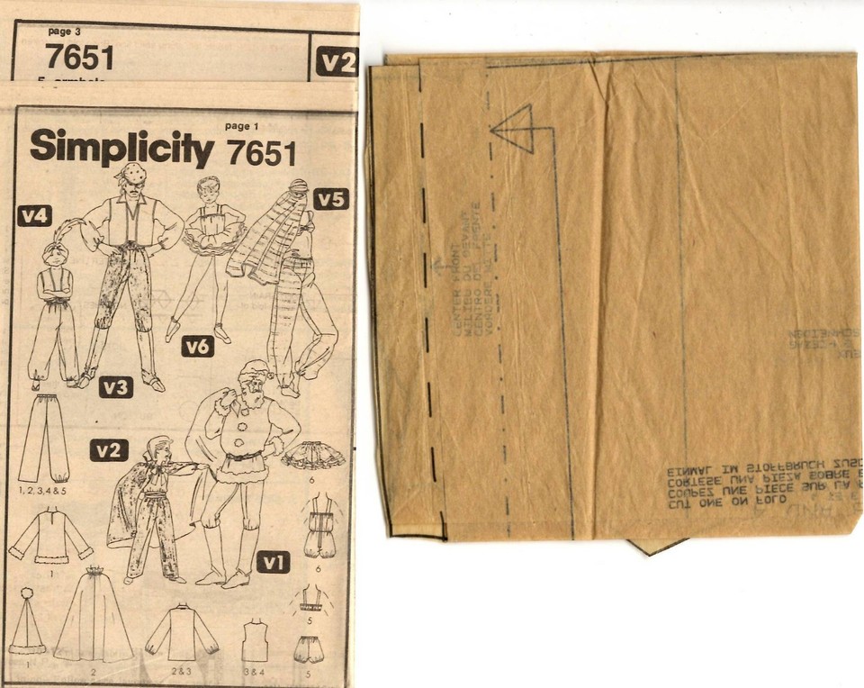 Simplicity Sewing Pattern Women's & Men's Santa Pirate Dancer Costume ...