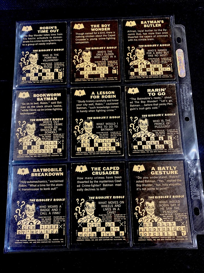 1966 O-PEE-CHEE OPC BATMAN RIDDLE COMPLETE SET 38 RARE CANADA + WRAPPER ...